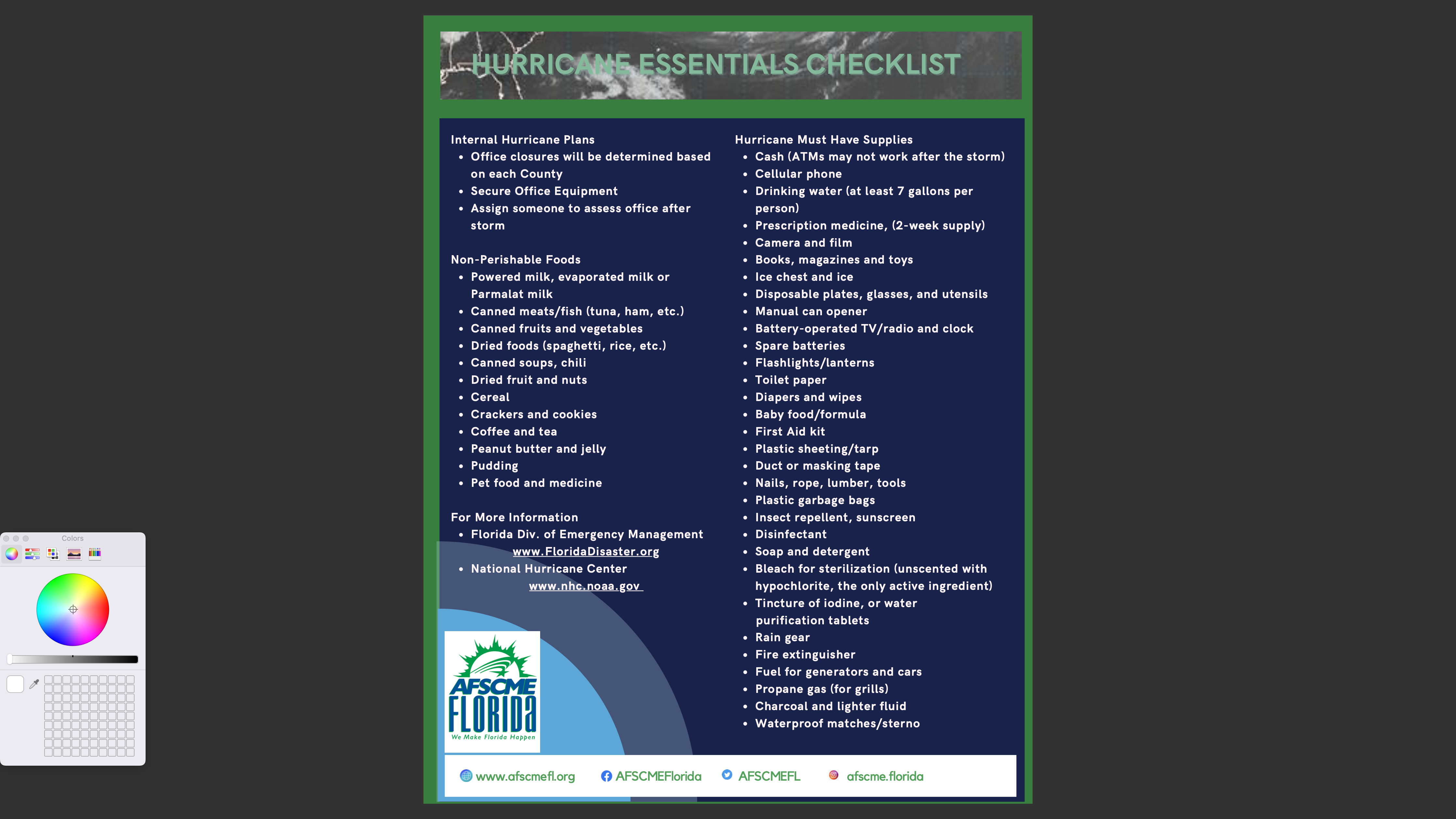 Hurricane Essentials List and Links | AFSCME Florida