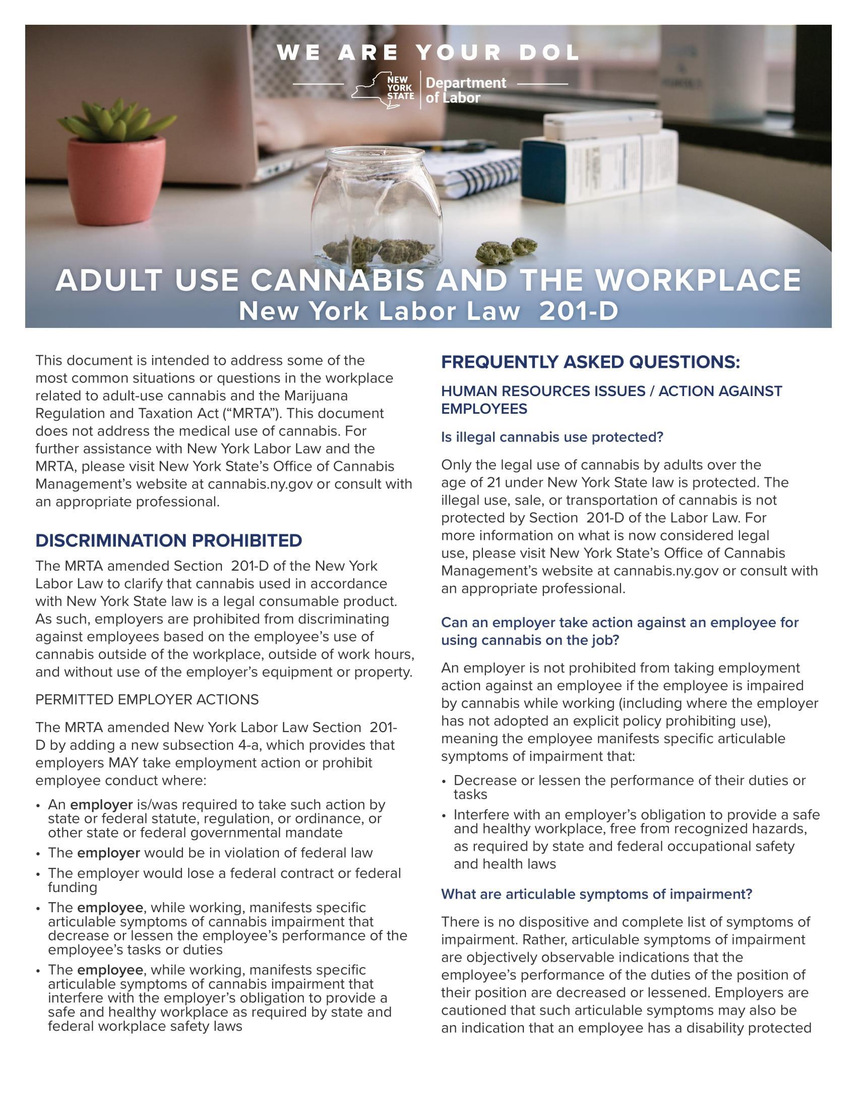 ADULT USE CANNABIS AND THE WORKPLACE | AFSCME District Council 37